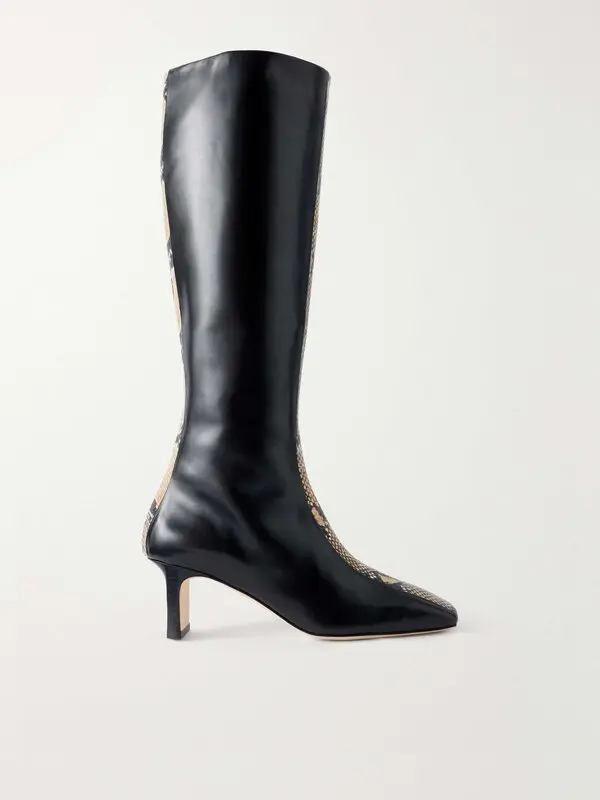 AeydĒ Bita 55 Snake-effect Leather Knee-boots