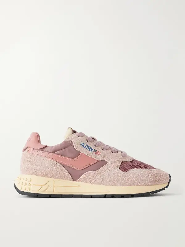 AUTRY Reelwind Low Leather And Suede-trimmed Mesh And Shell Sneakers - Pink