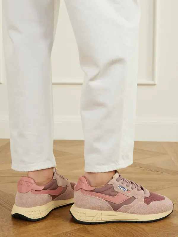 AUTRY Reelwind Low Leather And Suede-trimmed Mesh And Shell Sneakers - Pink