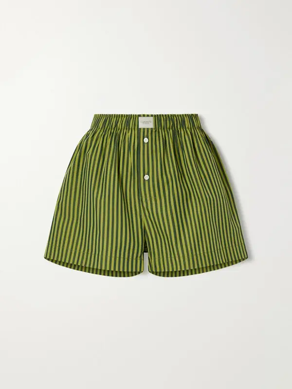 Comme Si La Boxer Classica Cotton-poplin Shorts - Green
