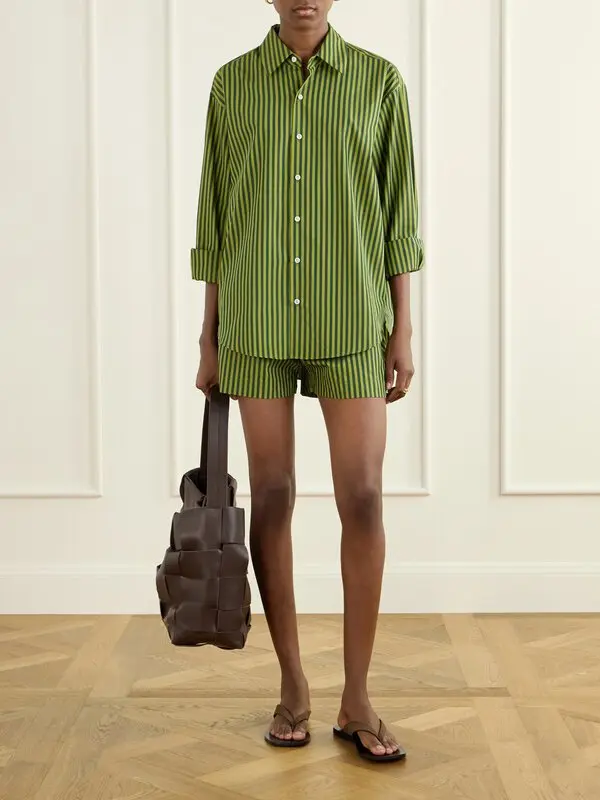 Comme Si La Boxer Classica Cotton-poplin Shorts - Green