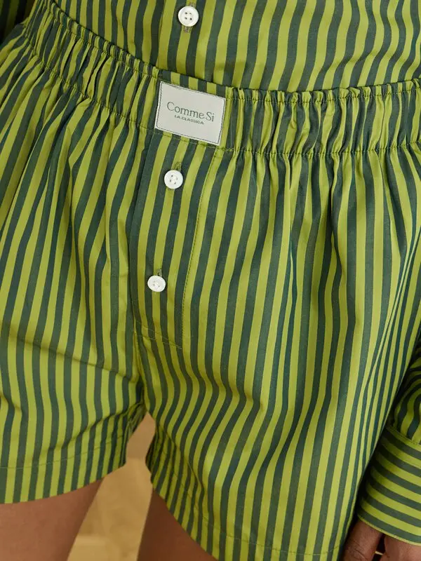 Comme Si La Boxer Classica Cotton-poplin Shorts - Green