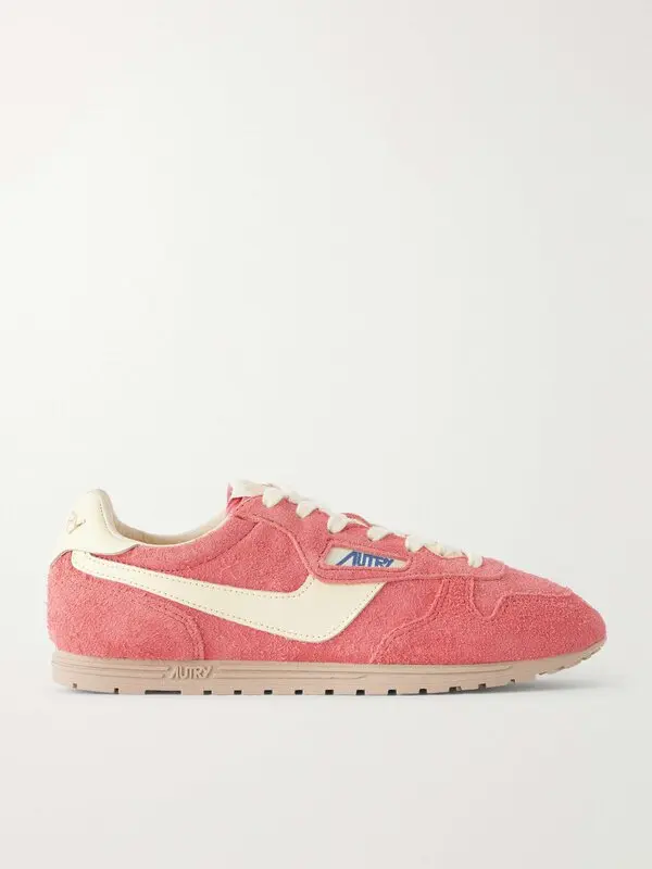 AUTRY Reelwind Low Leather-trimmed Suede Sneakers - Red