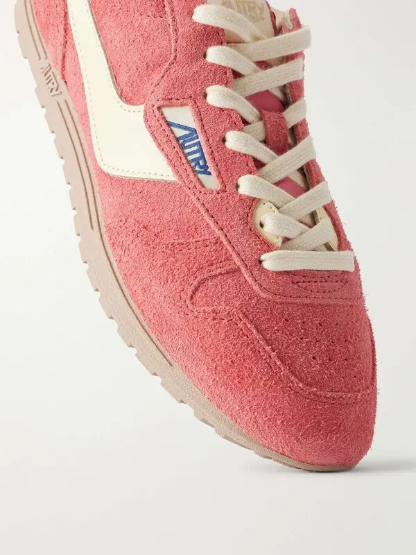 AUTRY Reelwind Low Leather-trimmed Suede Sneakers - Red