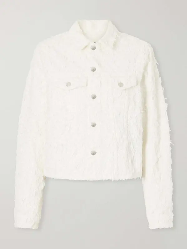 HAIKURE Cherry Frayed Denim Jacket - Cream