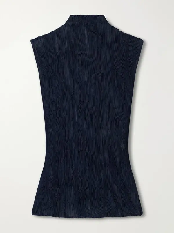 Issey Miyake Twist Plissé-chiffon Top - Blue
