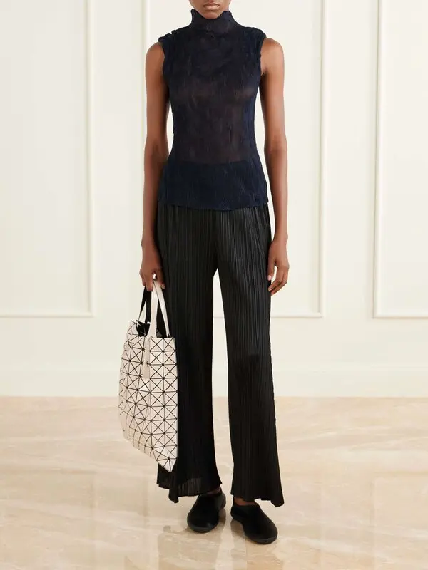 Issey Miyake Twist Plissé-chiffon Top