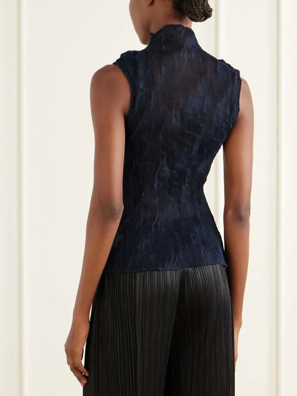 Issey Miyake Twist Plissé-chiffon Top