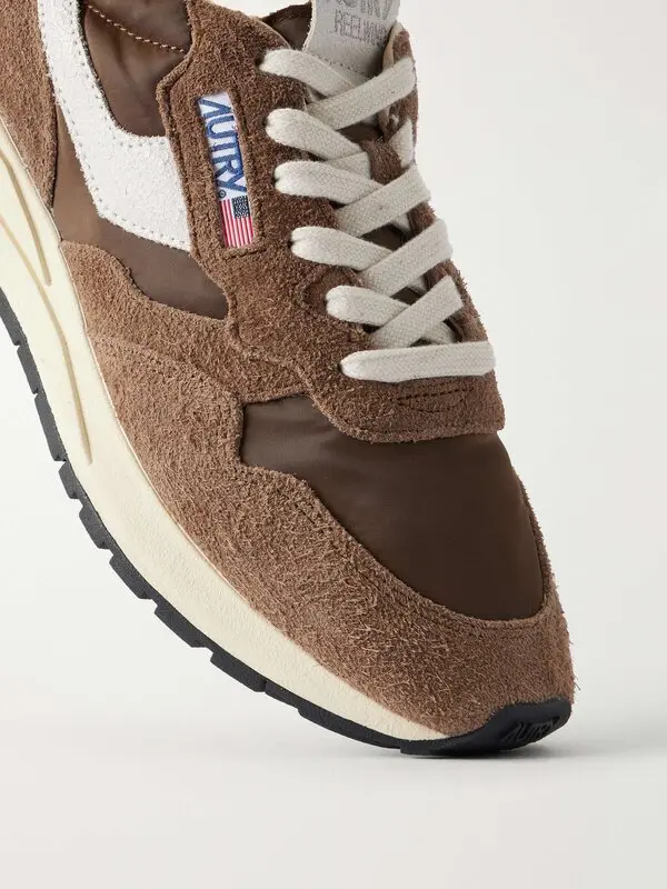 AUTRY Reelwind Low Suede-trimmed Leather Sneakers - Brown