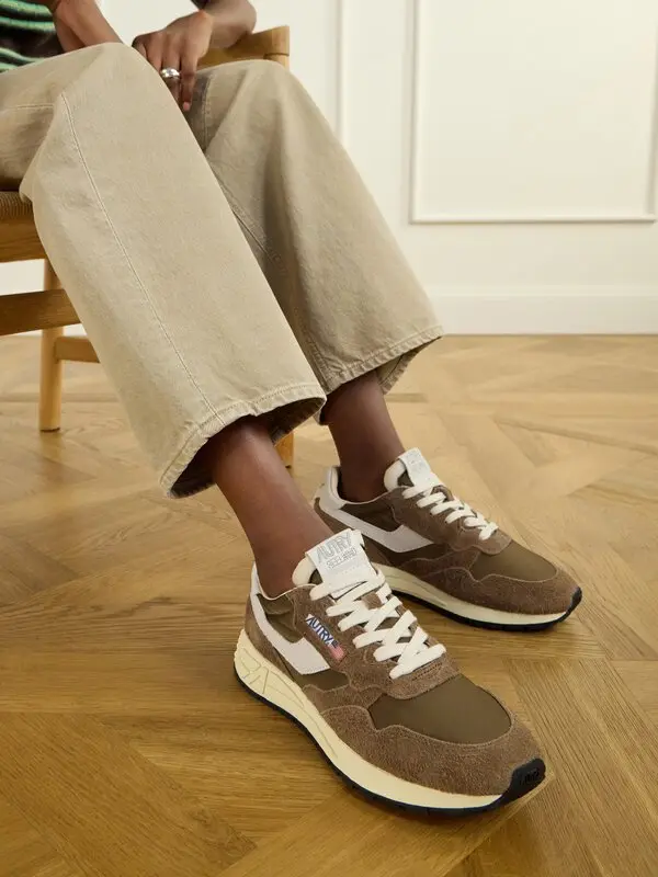 AUTRY Reelwind Low Suede-trimmed Leather Sneakers - Brown