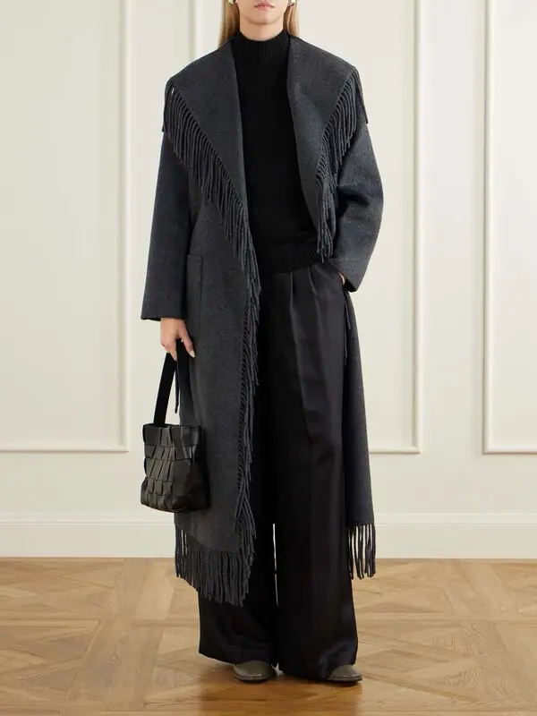 Simkhai Carrie Fringed Wool-blend Coat
