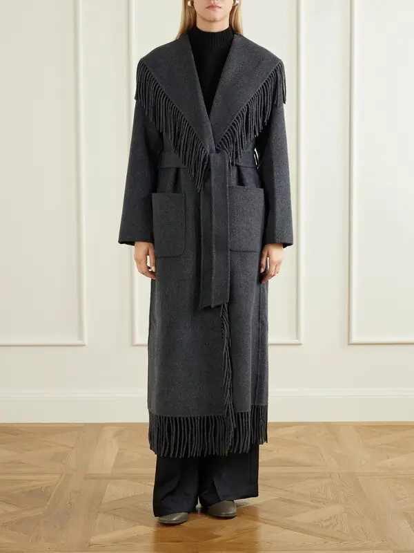 Simkhai Carrie Fringed Wool-blend Coat
