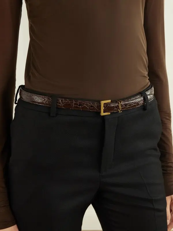 Saint Laurent Cassandre Belt - Brown
