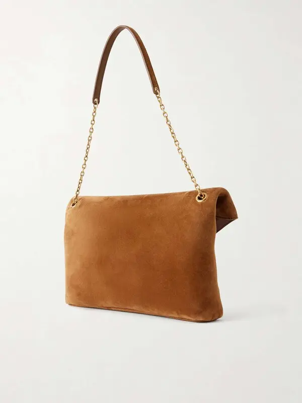 Saint Laurent Cassandre Suede Shoulder Bag - Brown