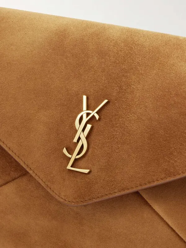 Saint Laurent Cassandre Suede Shoulder Bag - Brown