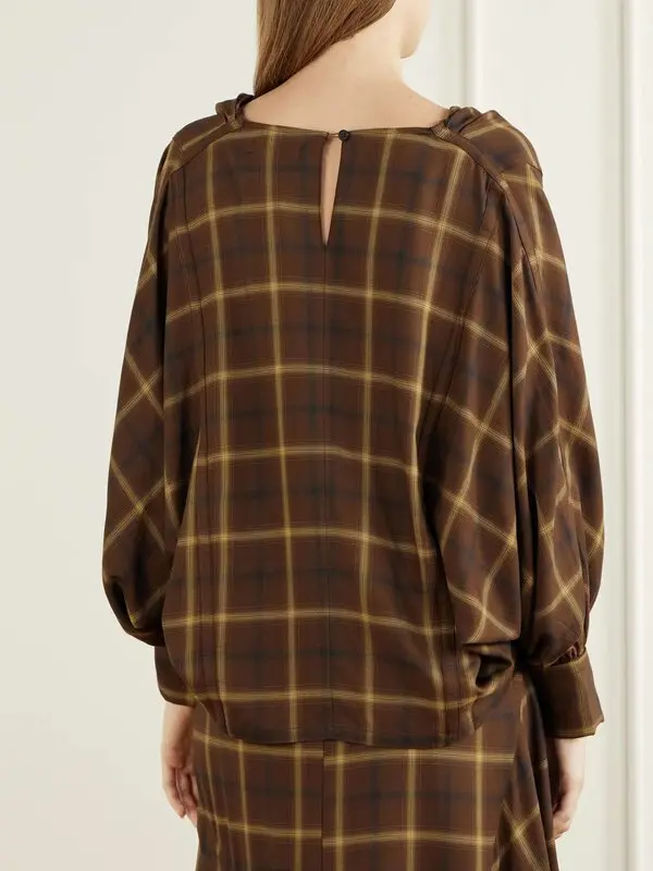 Co Draped Checked Crepe Shirt