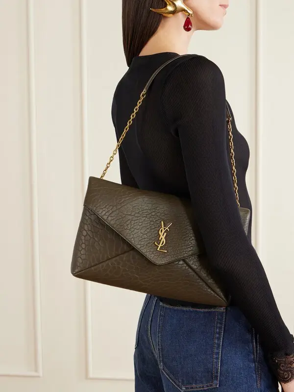 Saint Laurent Cassandre Textured-leather Shoulder Bag