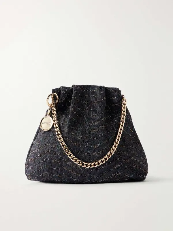 Missoni Greek Key Striped Metallic Shoulder Bag