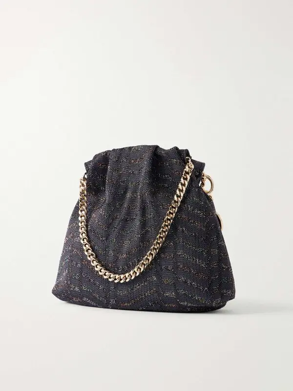 Missoni Greek Key Striped Metallic Shoulder Bag