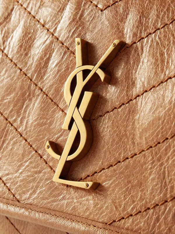 Saint Laurent Niki Crinkled Leather Shoulder Bag - Brown