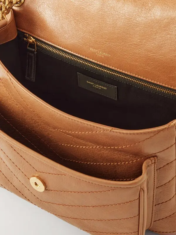 Saint Laurent Niki Crinkled Leather Shoulder Bag - Brown
