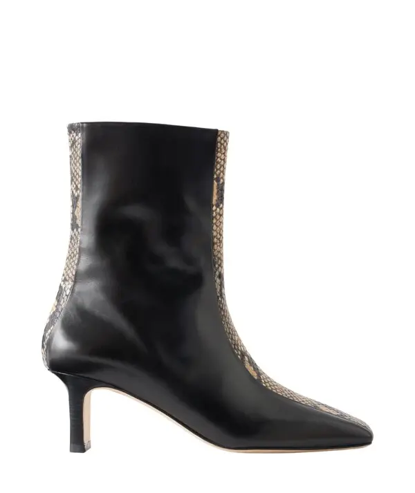AeydĒ Billie Stripe 55 Snake-effect Trimmed Leather Ankle Boots