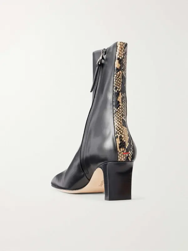 AeydĒ Billie Stripe 55 Snake-effect Trimmed Leather Ankle Boots