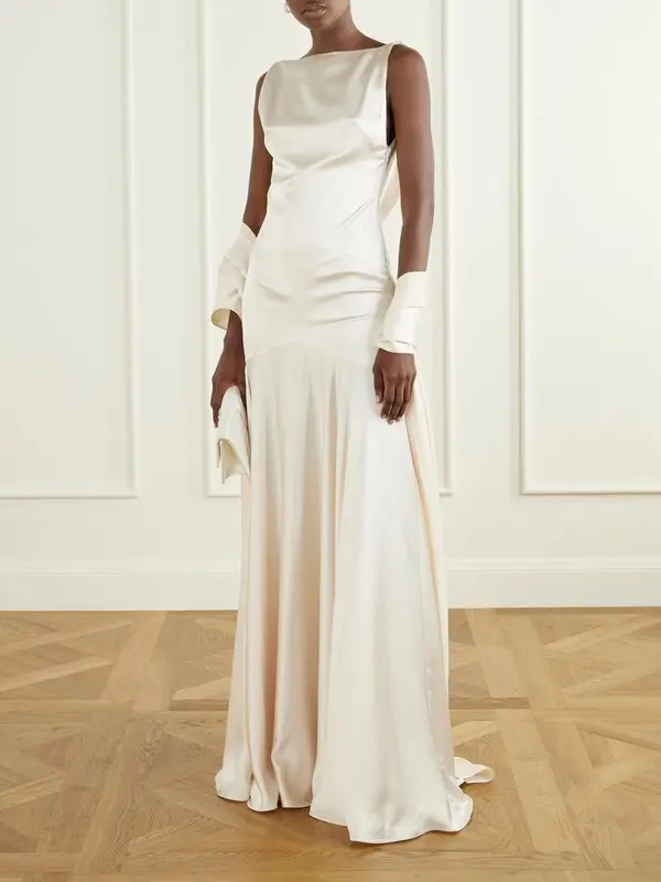 ILKYAZ OZEL Datura Draped Satin Gown