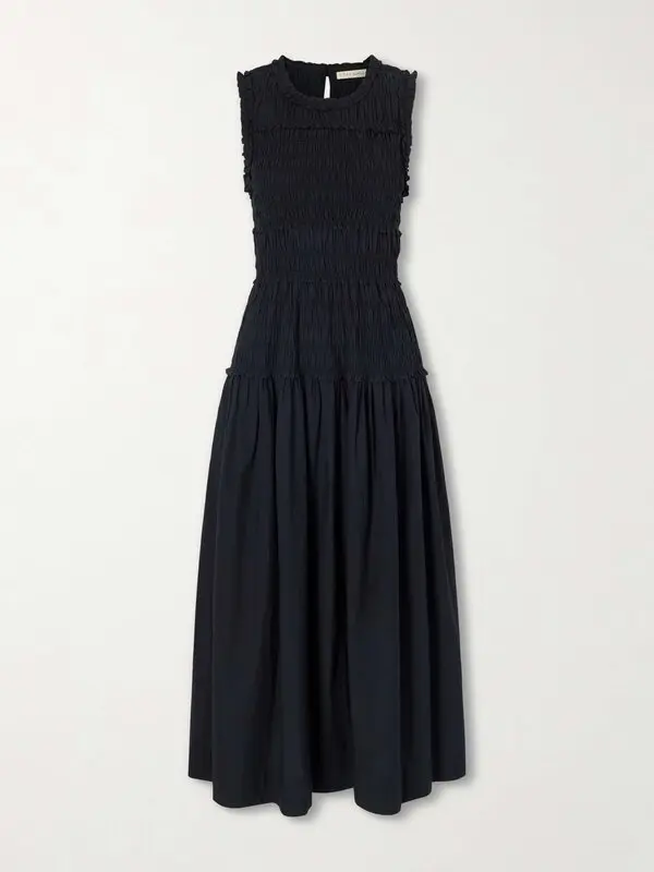 DÔEN Mallory Cotton-poplin Midi Dress - Black