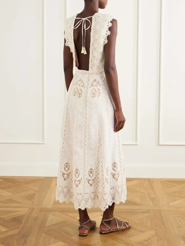 Johanna Ortiz Grace In The Open Fields Crochet Maxi Dress