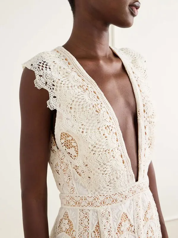 Johanna Ortiz Grace In The Open Fields Crochet Maxi Dress