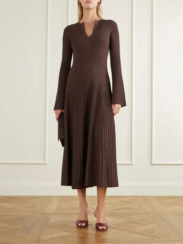 Simkhai Genna Ribbed Woven Midi Dress