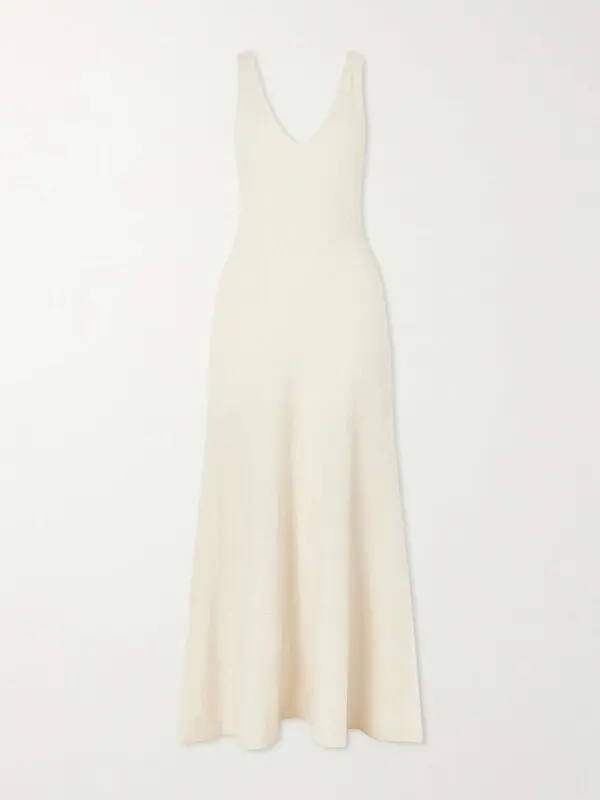 Gabriela Hearst Lady Hall Plush-effect Cashmere And Silk-blend Maxi Dress - Ivory
