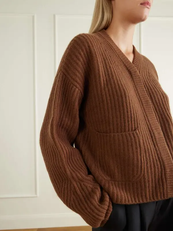 Le Kasha Bresil Ribbed Cashmere Cardigan - Brown