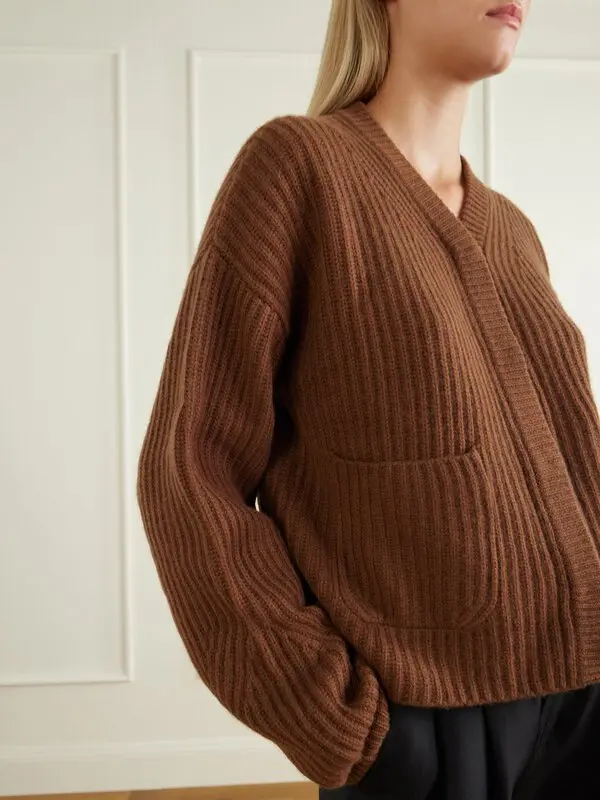 Le Kasha Bresil Ribbed Cashmere Cardigan - Brown
