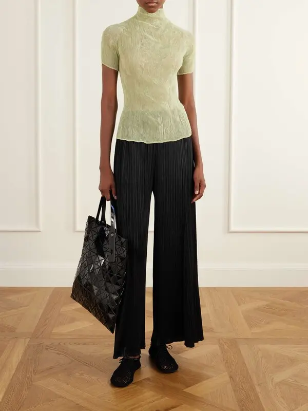 Issey Miyake Twist Plissé-chiffon Blouse