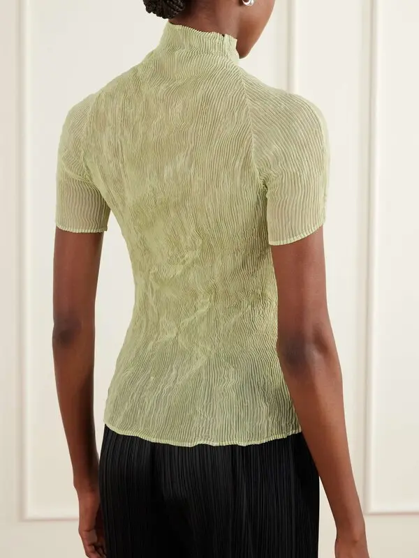 Issey Miyake Twist Plissé-chiffon Blouse