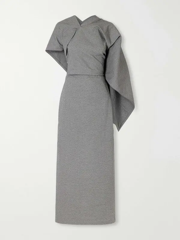 Issey Miyake Allow Draped Stretch Washi-blend Maxi Dress - Gray
