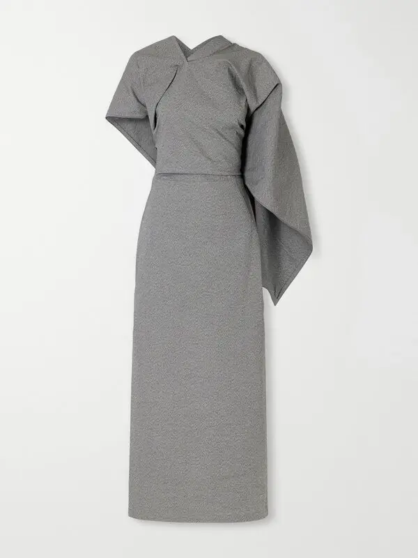 Issey Miyake Draped Stretch Washi-blend Maxi Dress - Gray