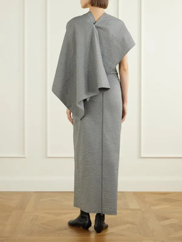 Issey Miyake Draped Stretch Washi-blend Maxi Dress - Gray