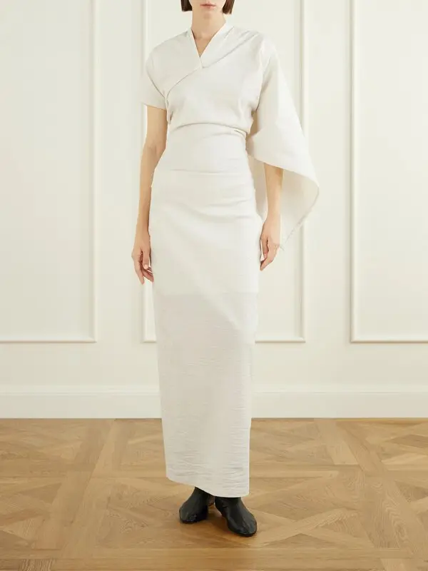 Issey Miyake Draped Stretch Washi-blend Maxi Dress - Neutrals