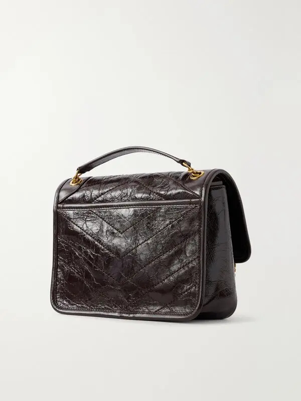 Saint Laurent Niki Baby Quilted Crinkled-leather Shoulder Bag - Brown