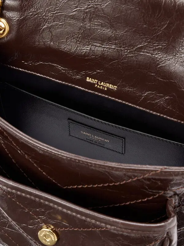 Saint Laurent Niki Baby Quilted Crinkled-leather Shoulder Bag - Brown