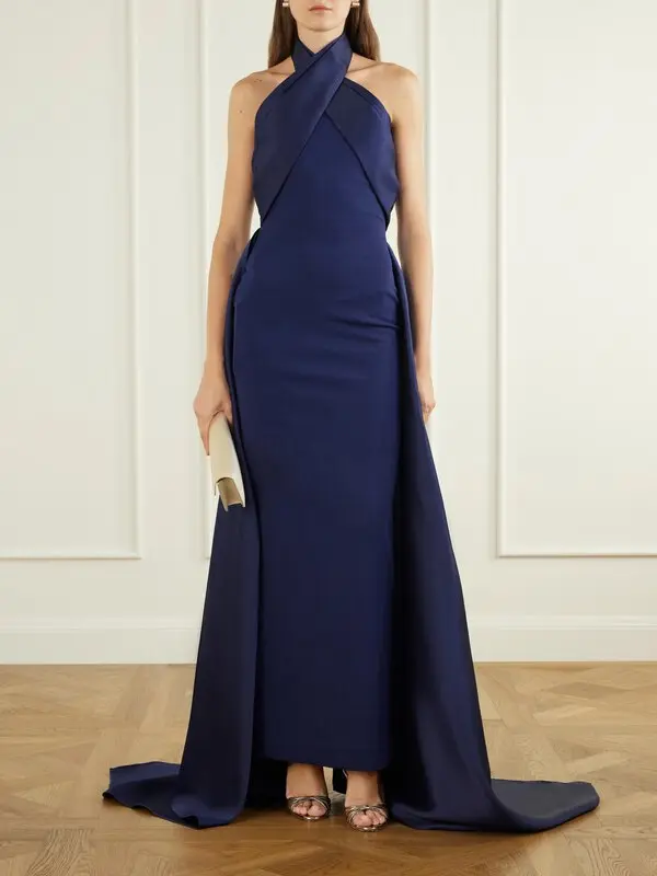 Solace London Rumi Halterneck Crepe Gown