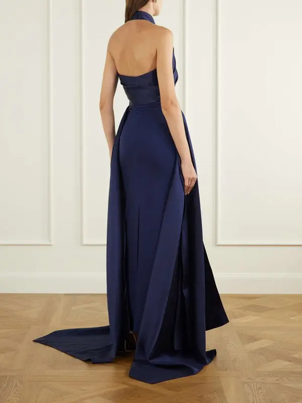 Solace London Rumi Halterneck Crepe Gown