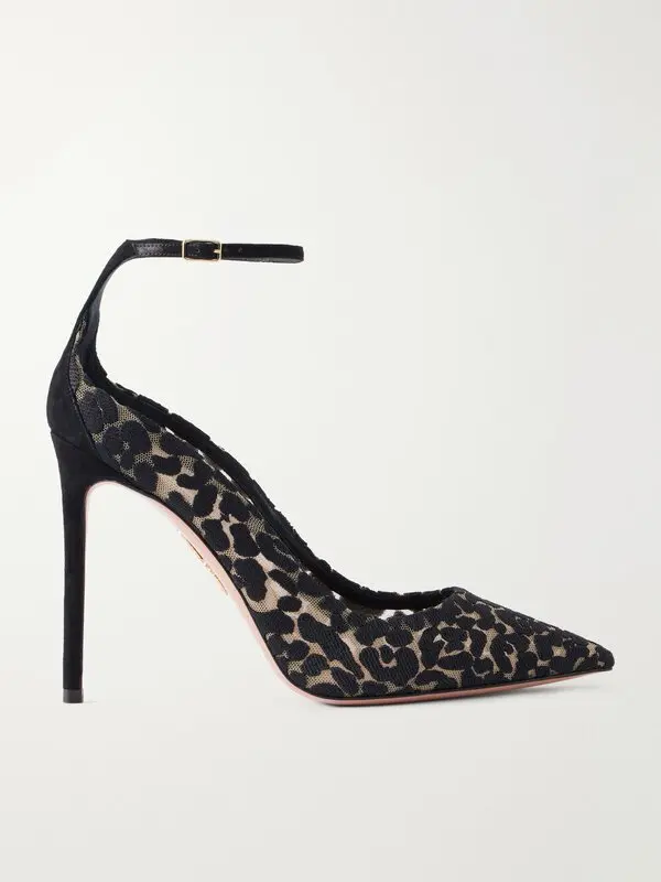 AQUAZZURA Panthera 105 Leopard-print Leather Pumps - Black