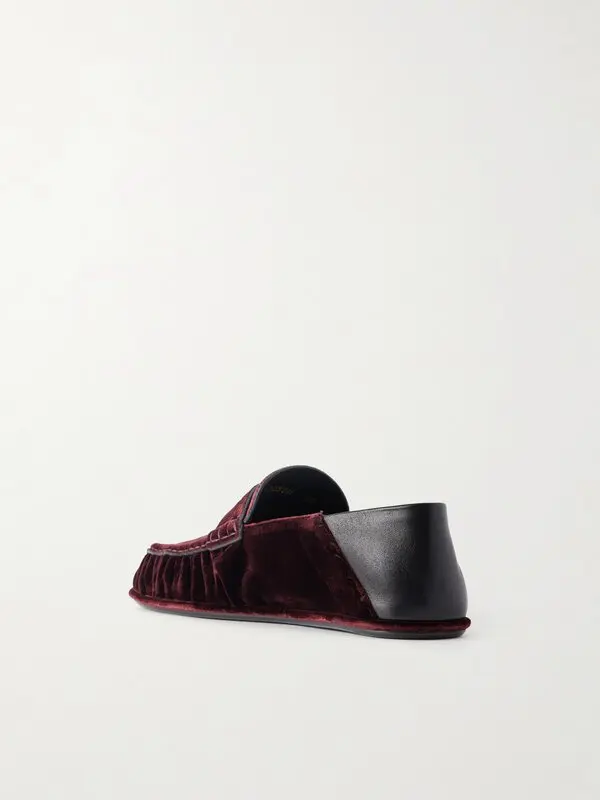 Saint Laurent Le Loafer Embellished Collapsible-heel Leather-trimmed Velvet Loafers - Purple