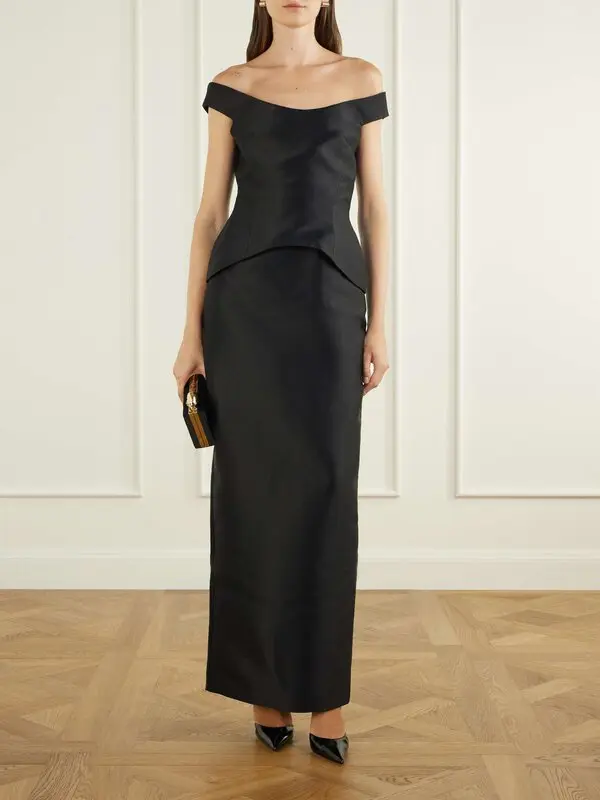 Solace London Pieta Off-the-shoulder Twill Gown