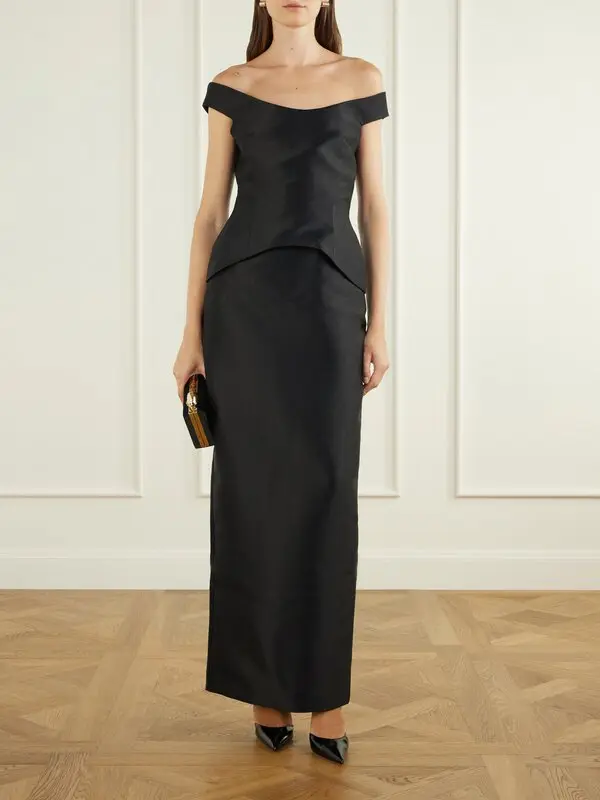 Solace London Off-the-shoulder Twill Gown