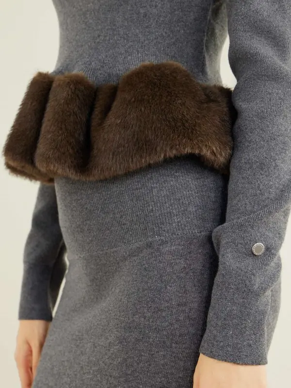 Stella McCartney Shearling-trim Wool-blend Cardigan